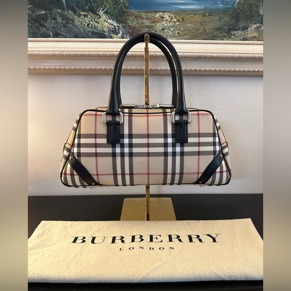 Burberry | Bags | Burberry House Check Studded Bowler Black With ...